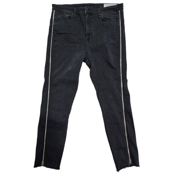 rag & bone | Jeans | Rag Bone Womens Nina High Rise Zipper Seam Crop Black Denim Jeans Size 34 ...